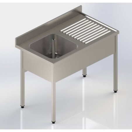 Plonge inox professionnelle standard (pieds carrés)
